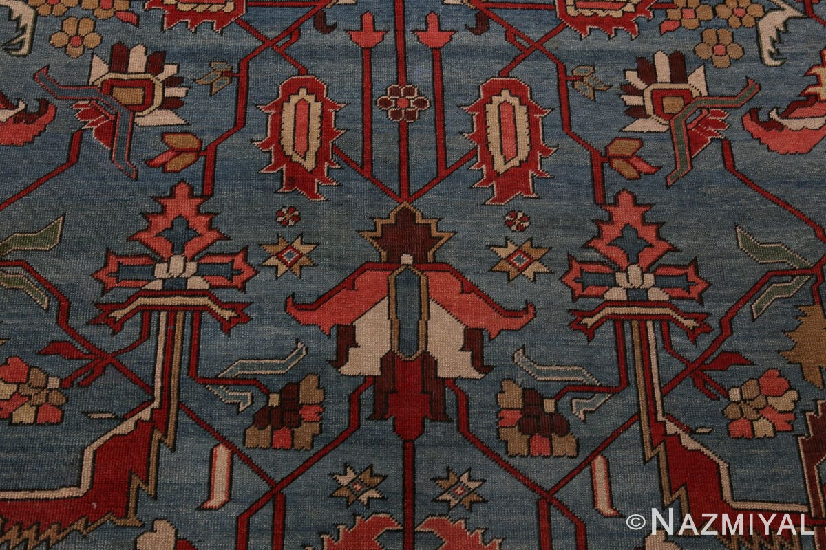 Beautiful Blue Antique Persian Serapi Heriz Rug 73080 Nazmiyal
