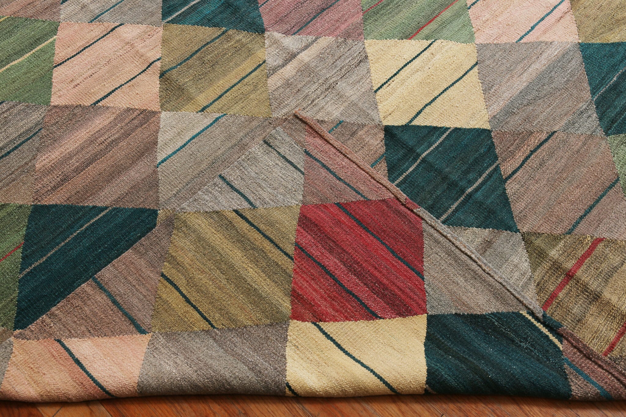 Large Colorful Modern Diamond Pattern Kilim Rug 11943