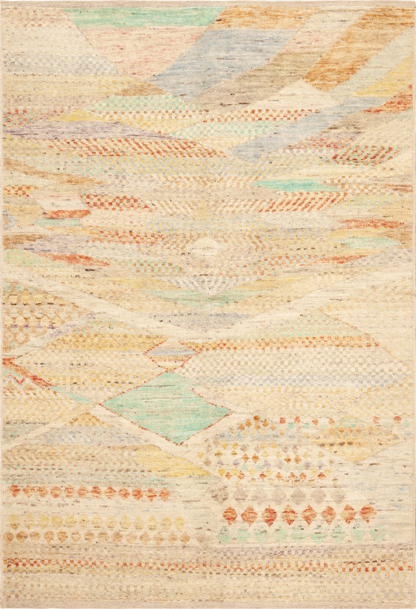 Modern Pastel Tone Geometric Rug 12069 Nazmiyal
