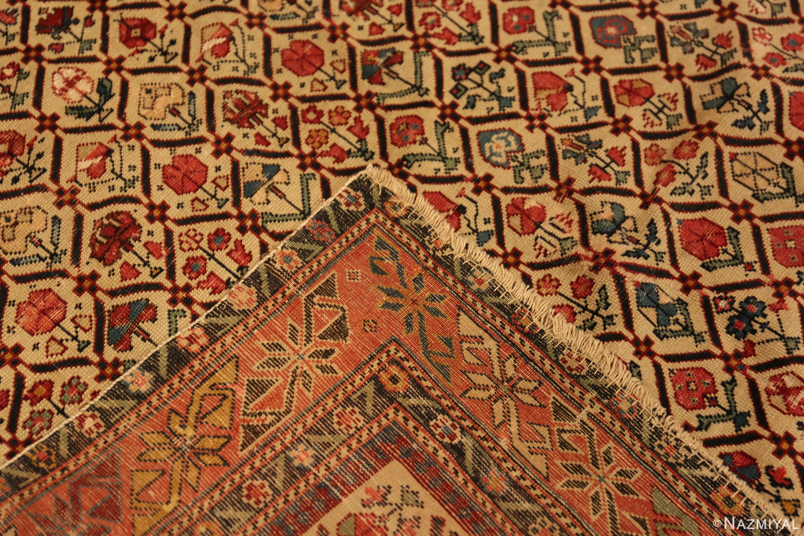 Beautiful Antique Silk and Wool Dagestan Prayer Rug 43907