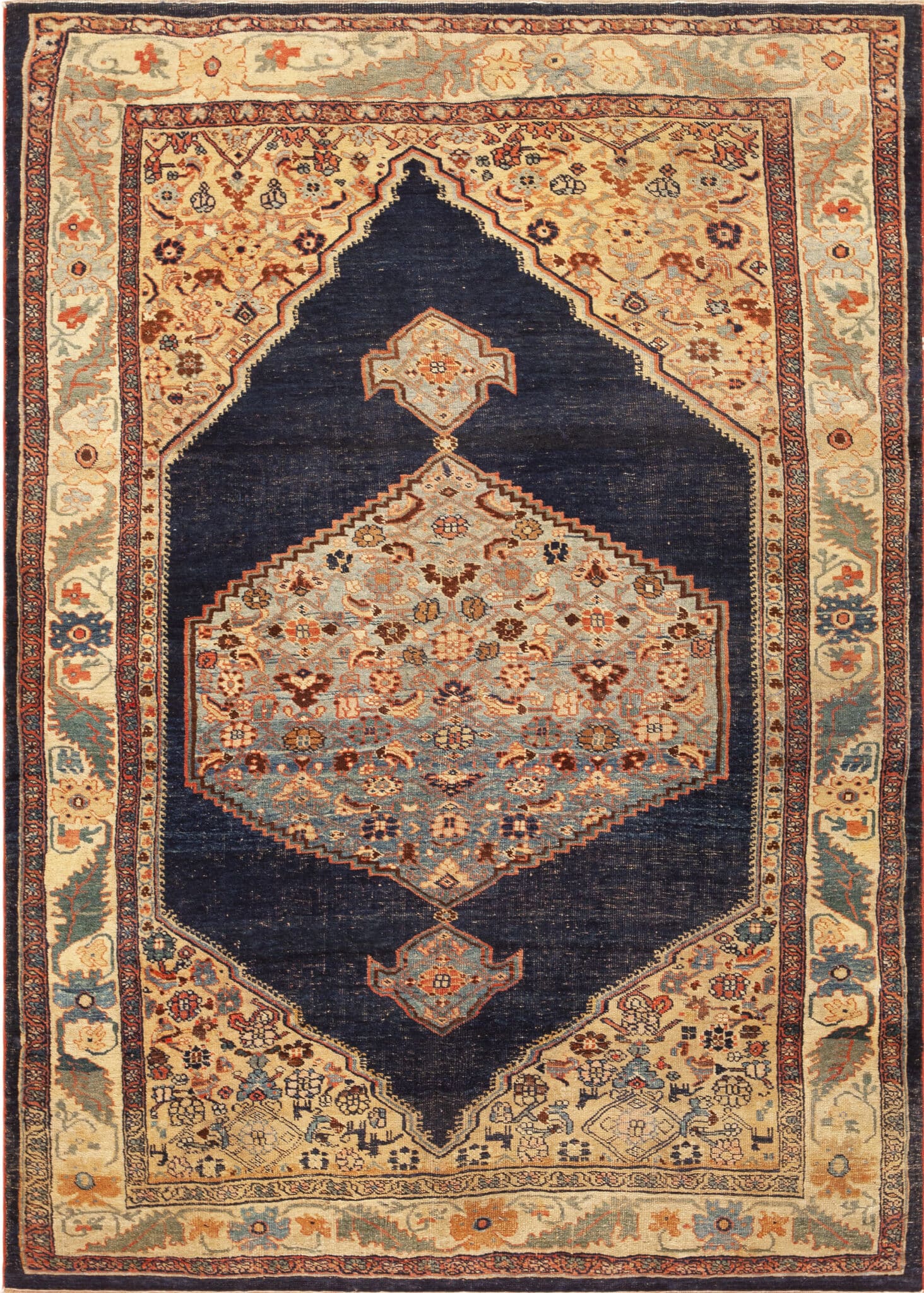 Spiritually Grounding Antique Persian Bidjar Small Rug 73174