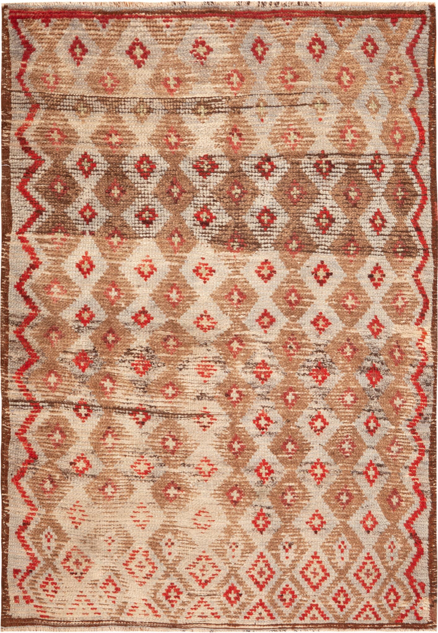 Vintage Turkish Tulu Geometric Tribal Rug 73264 Nazmiyal Rugs