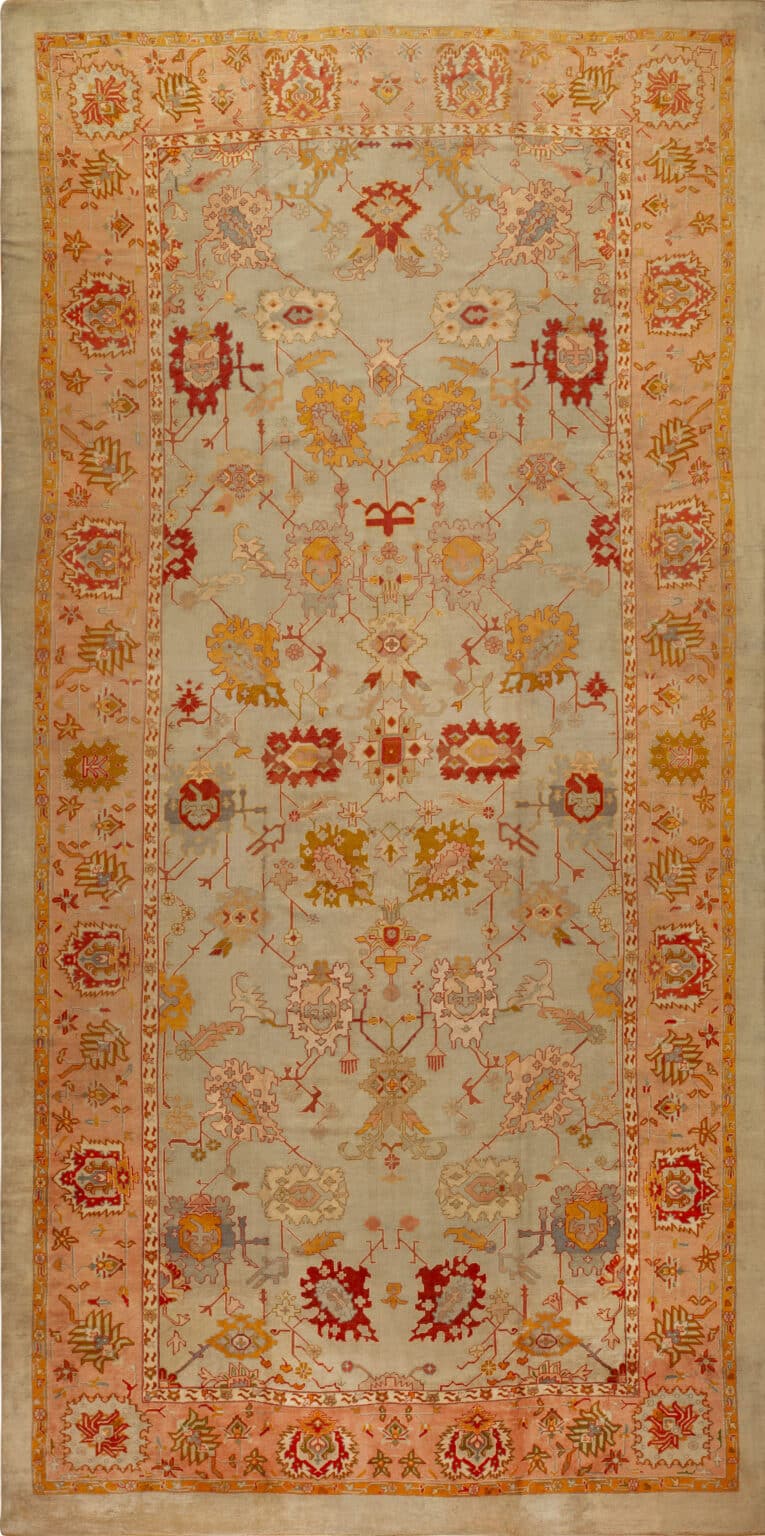 Vibrantly Colorful Antique Turkish Oushak Rug Nazmiyal
