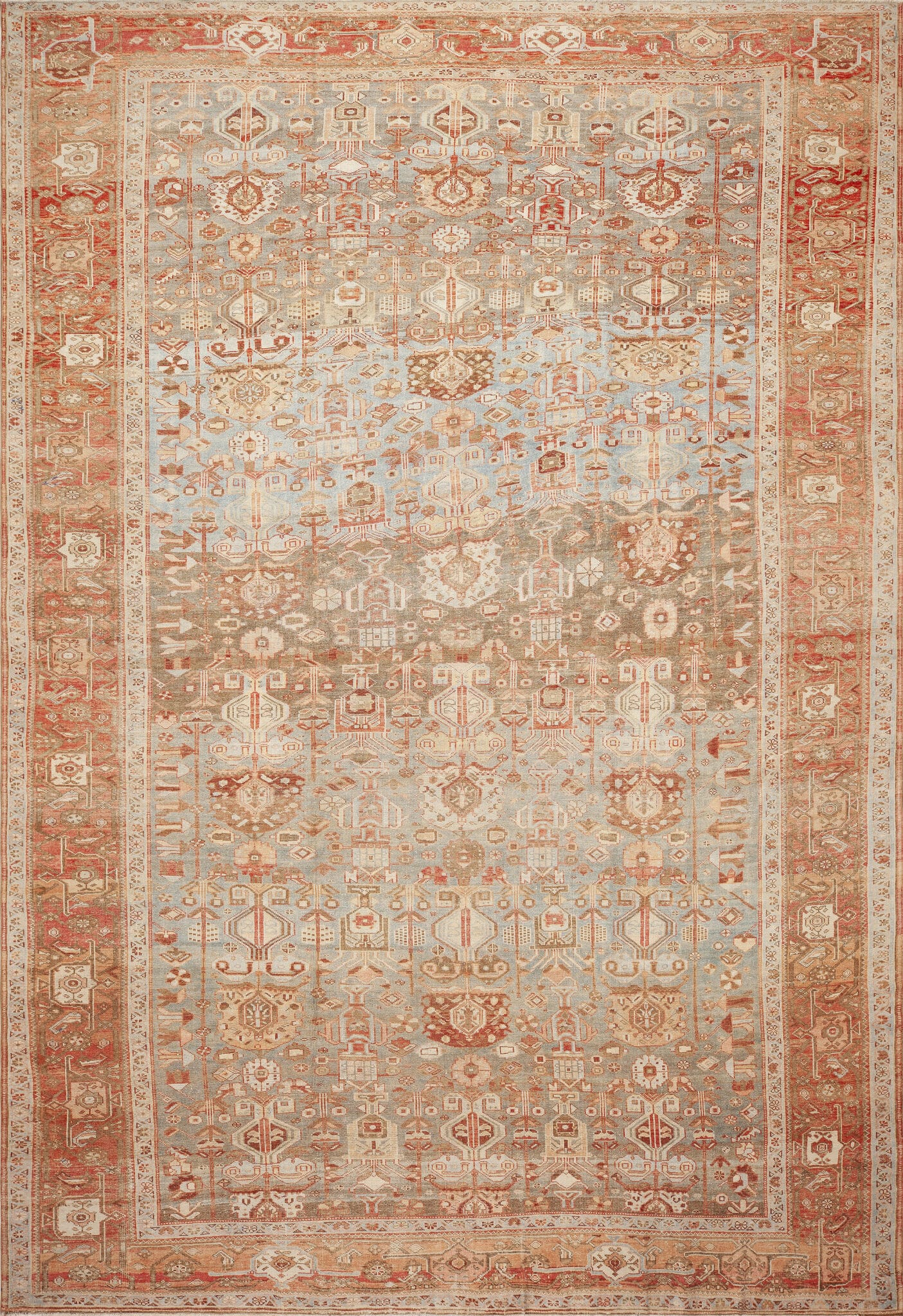 Sun-Washed Grandeur - Vintage Persian Bakhtiari Rug in Light Blue and ...