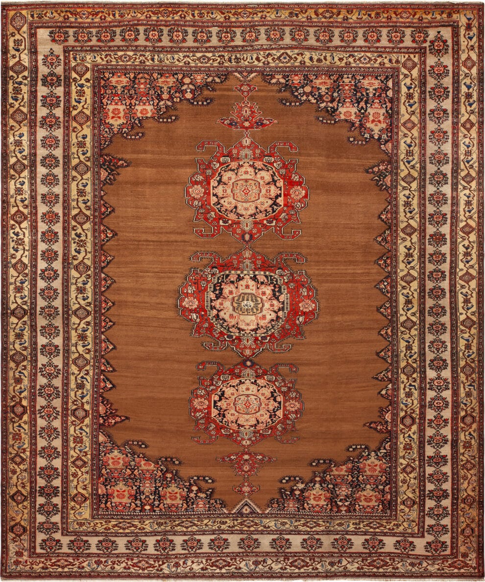 Antique Persian Farahan Zili Sultan Design Rug 73590 Nazmiyal