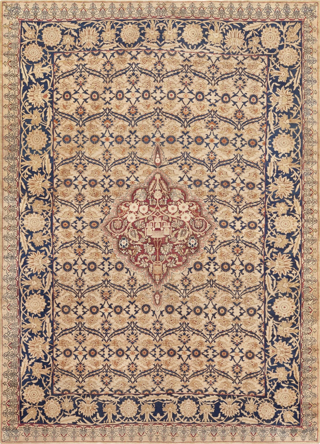 Exquisite Antique Kerman Rug with Regal Medallion 73152