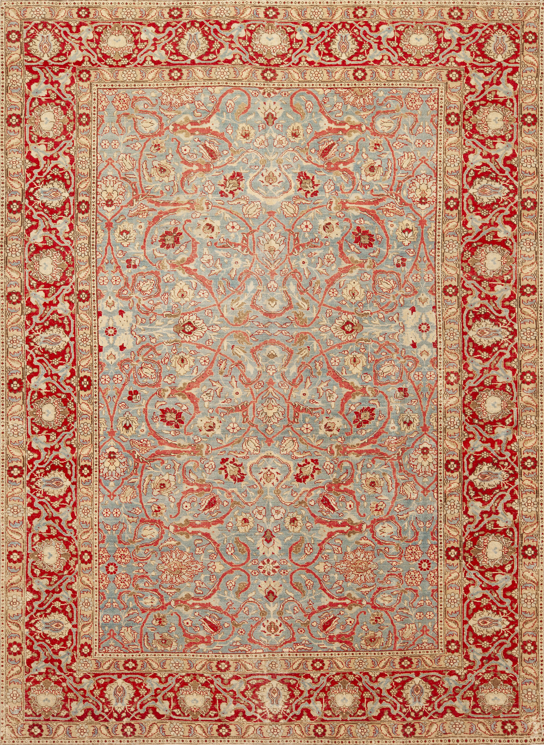 Timeworn Serenity – Vintage Persian Tabriz Rug in Ethereal Neutrals ...