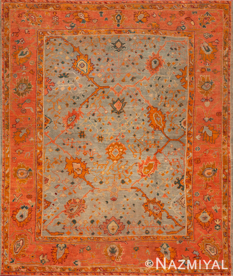 Antique Turkish Oushak Rug With Classic Open Field Design